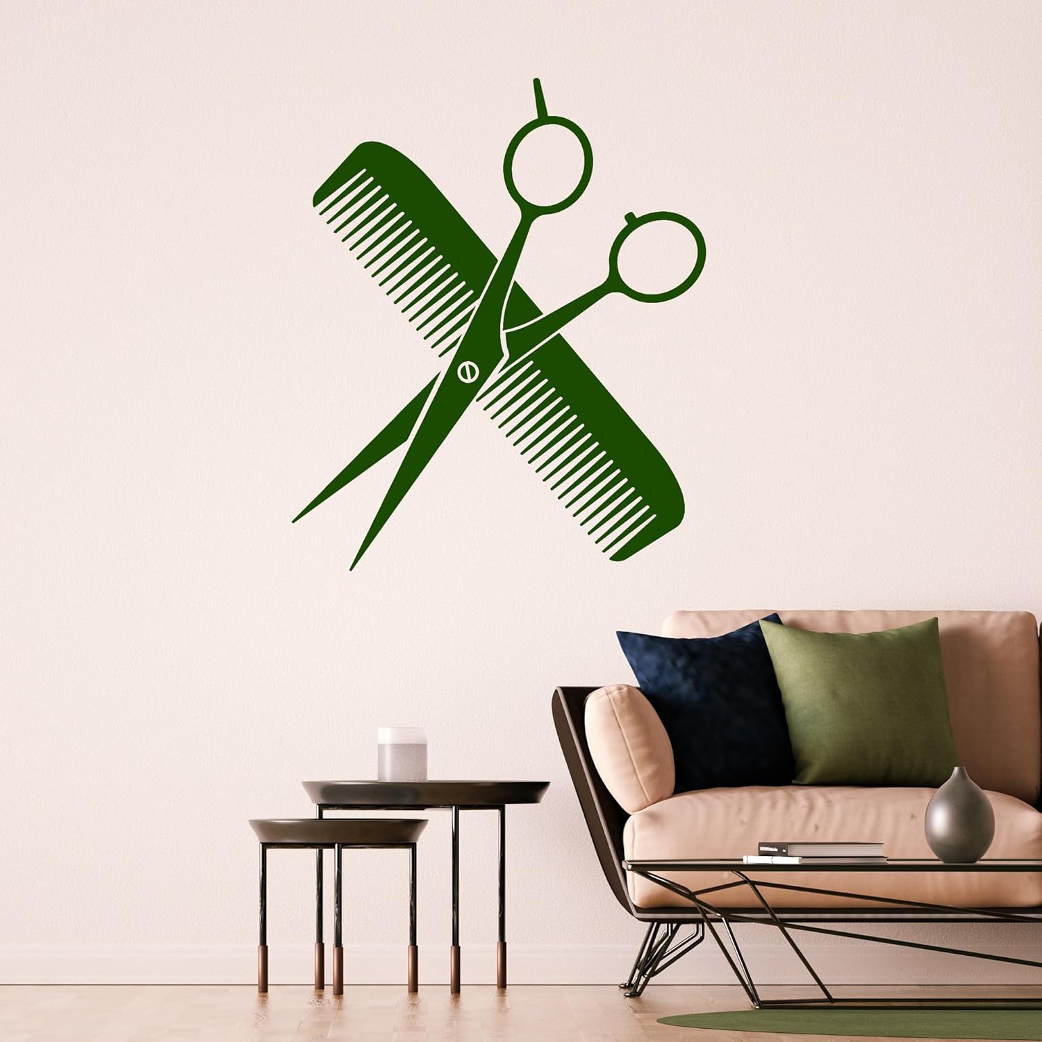 Vinyl Wall Decal Scissors Comb Barbershop Haircut Stickers Large Decor ...