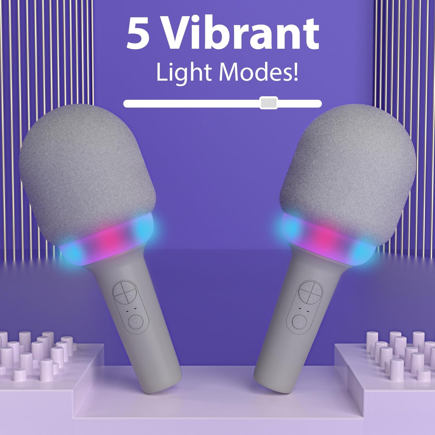 Coby LED Karaoke Microphone 5 Super Fun Light Modes 4 Funny Voice ...