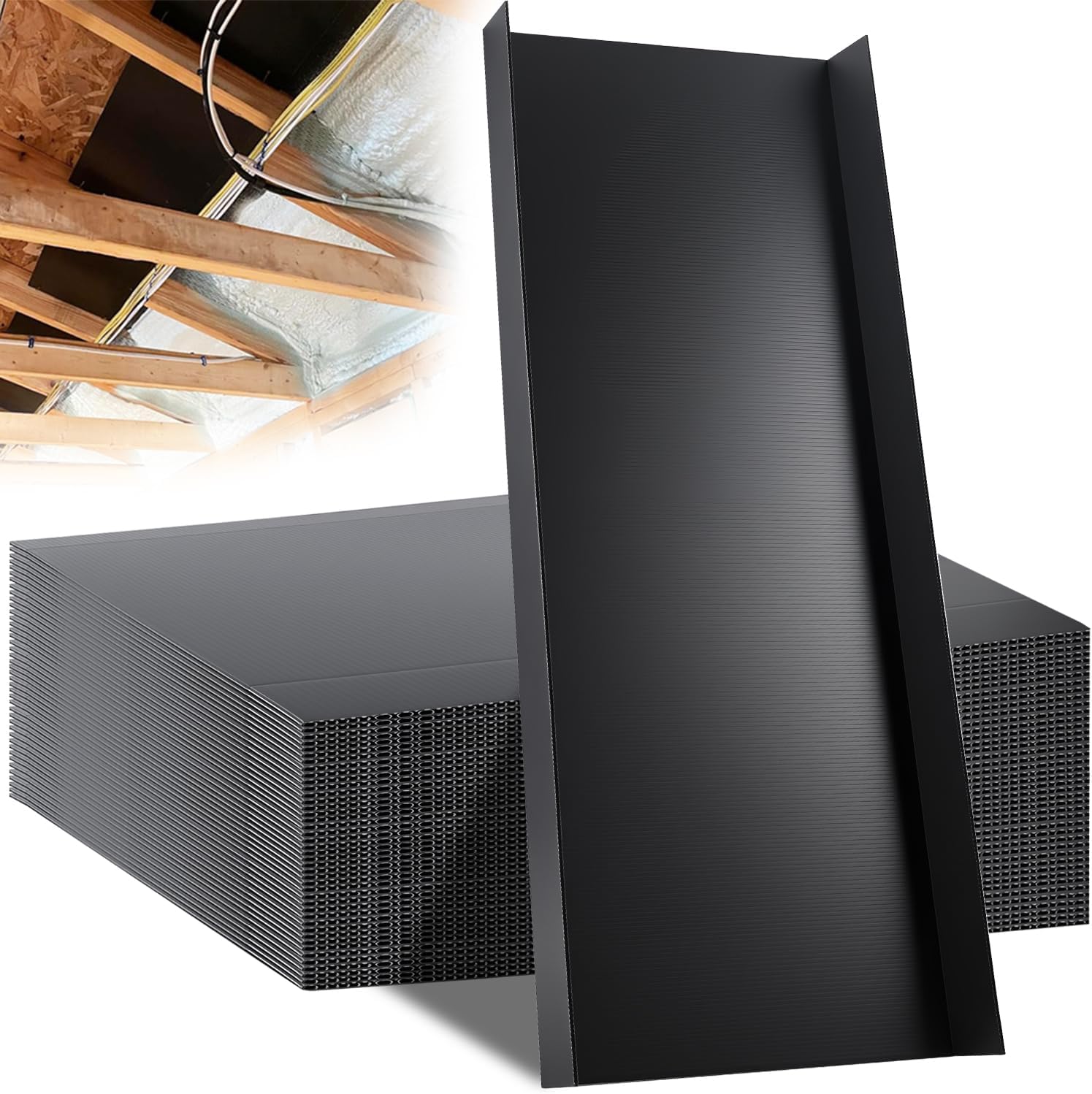 36 Pack 16 Attic Insulation Baffle, Black Durable Polyethylene Attic ...