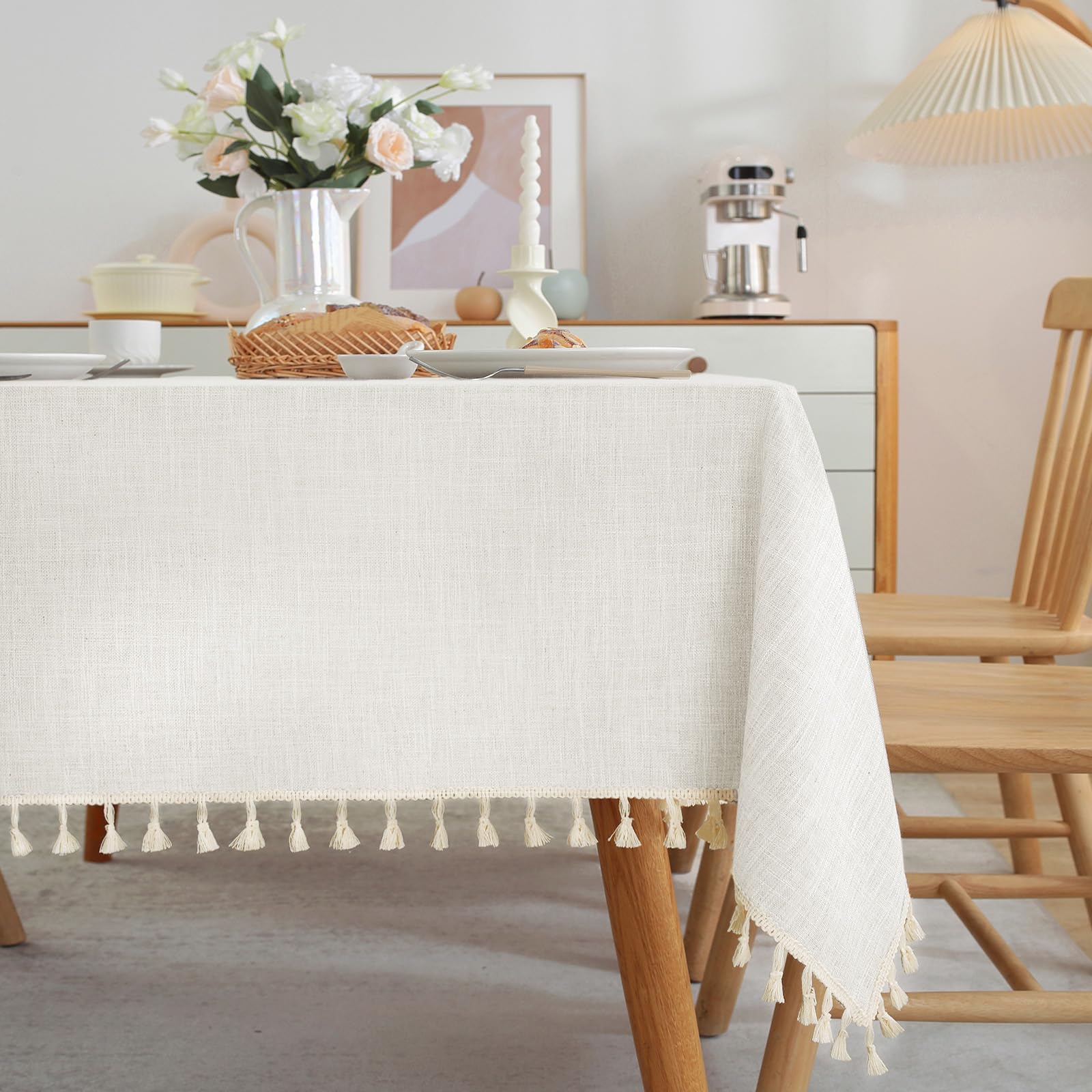 Amazon.com: JIALE Textured Tablecloths, Heavy Duty Cotton Linen ...