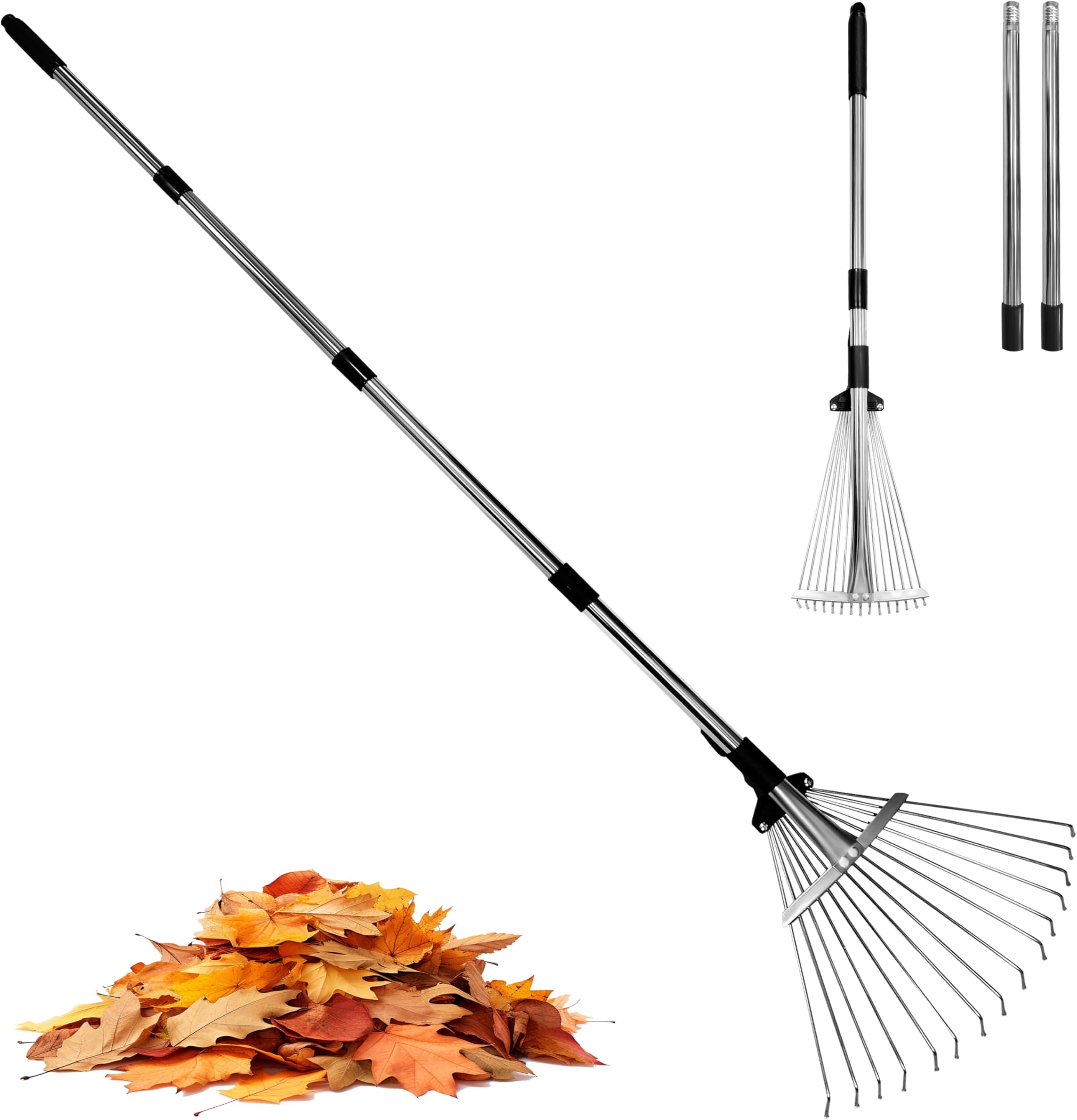 Amazon.com : Rake for Leaves, Small Leaf Rake for Garden, 70-inch ...