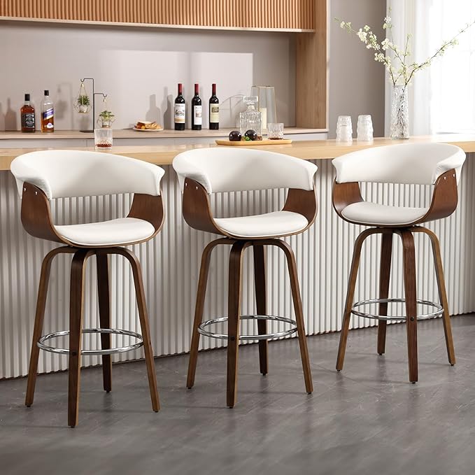 Amazon.com: Bekrvio Counter Height Bar Stools Set of 3, Mid Century ...