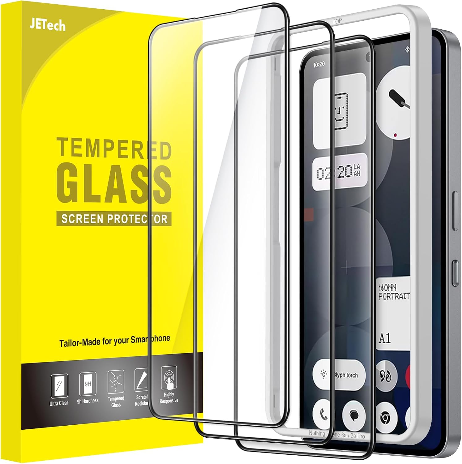 JETech Full Coverage Screen Protector for Nothing Phone 3a Pro, Black ...