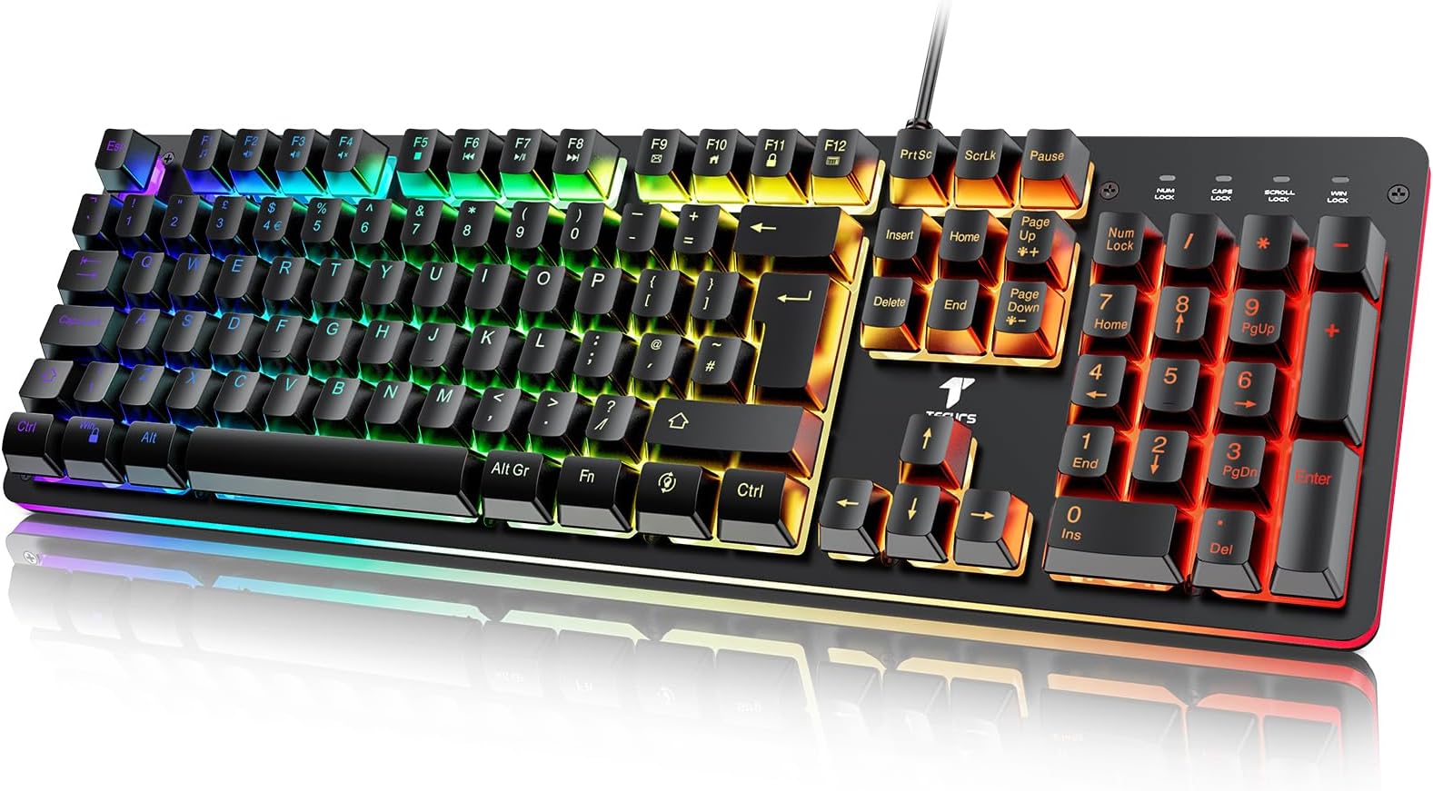 Rii Gaming Keyboard, RK100 Plus Rainbow LED Backlit Keyboard Mechanical ...