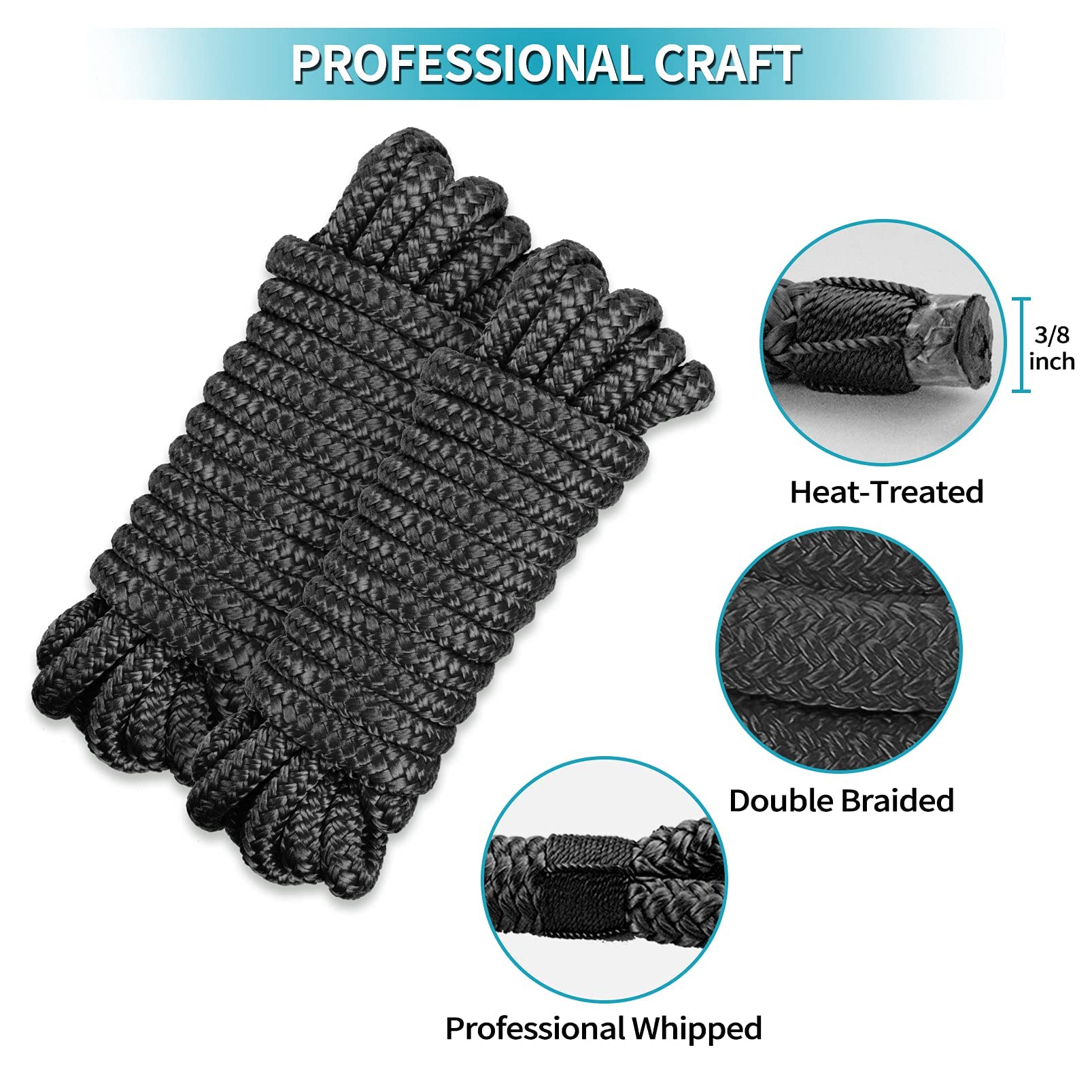 Snapklik.com : Dock Lines 2 Pack 3/8" X 15 FT Boat Rope For Docking ...