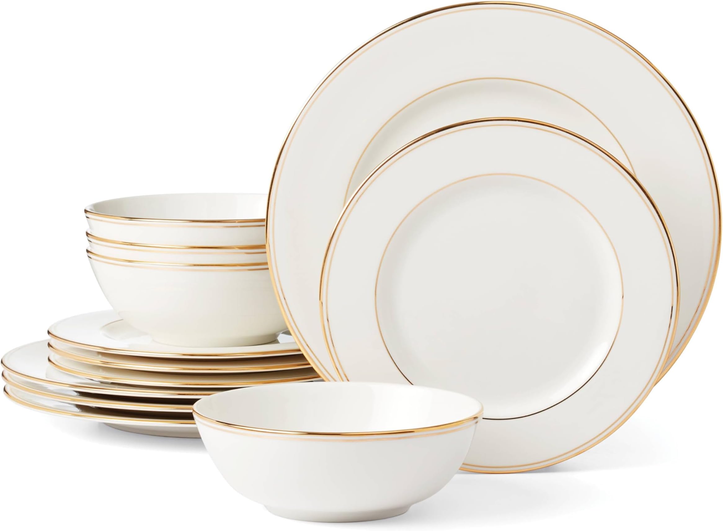 Amazon.com | Lenox Federal Gold Piece Dinnerware Set, 12 Count, White ...