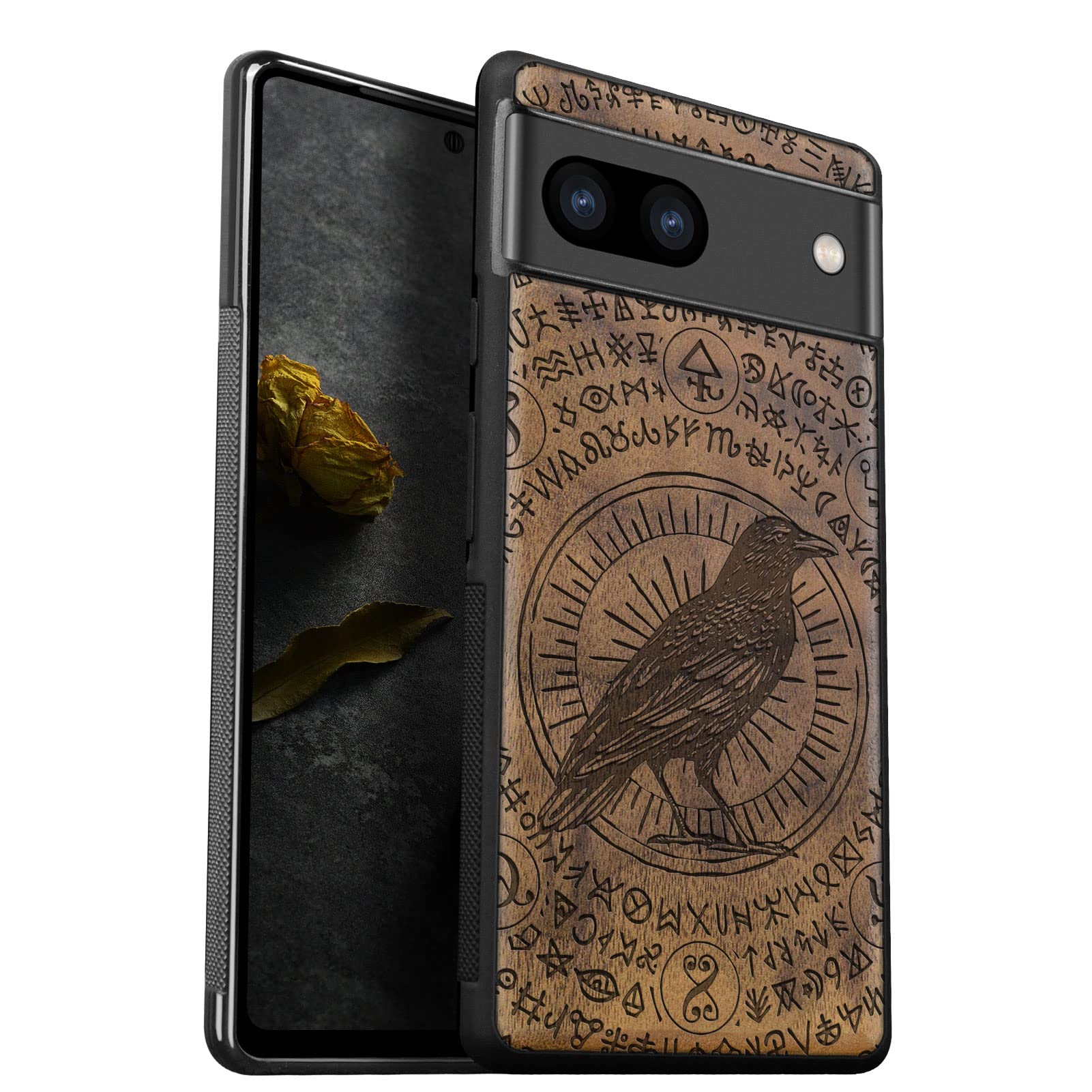 Amazon.com: Carveit Wood Case for Pixel 7a Case [Natural Wood & Black ...