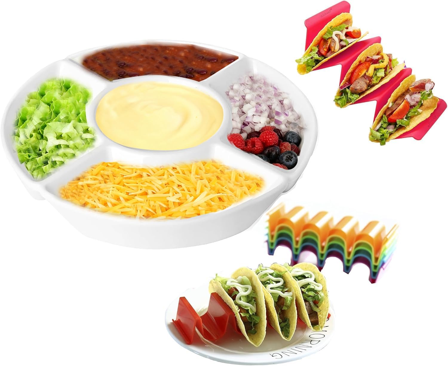 Amazon.com | Taco Serving Platter - Divided Serving Tray for Taco ...