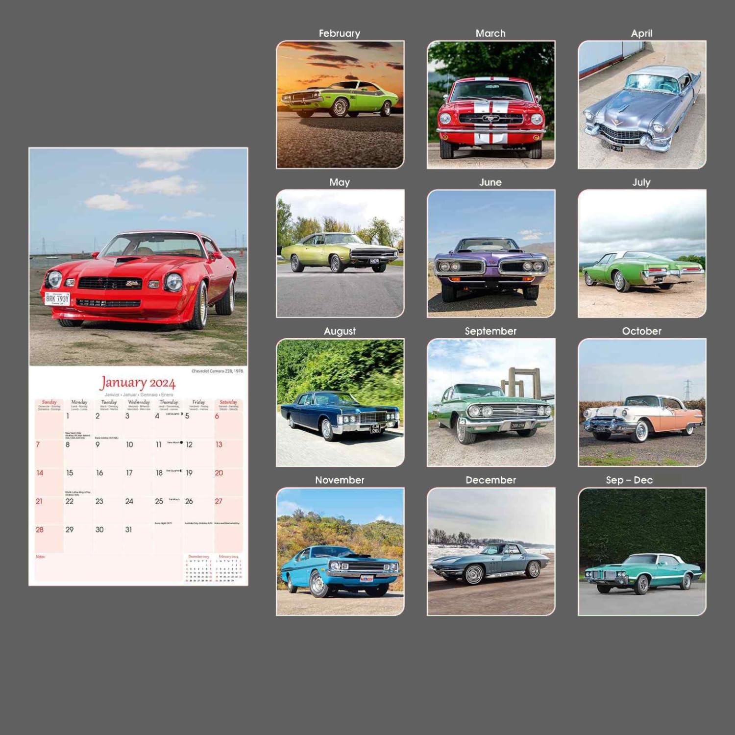 Snapklik.com : 2023 2024 American Muscle Car Calendar - Monthly Wall ...