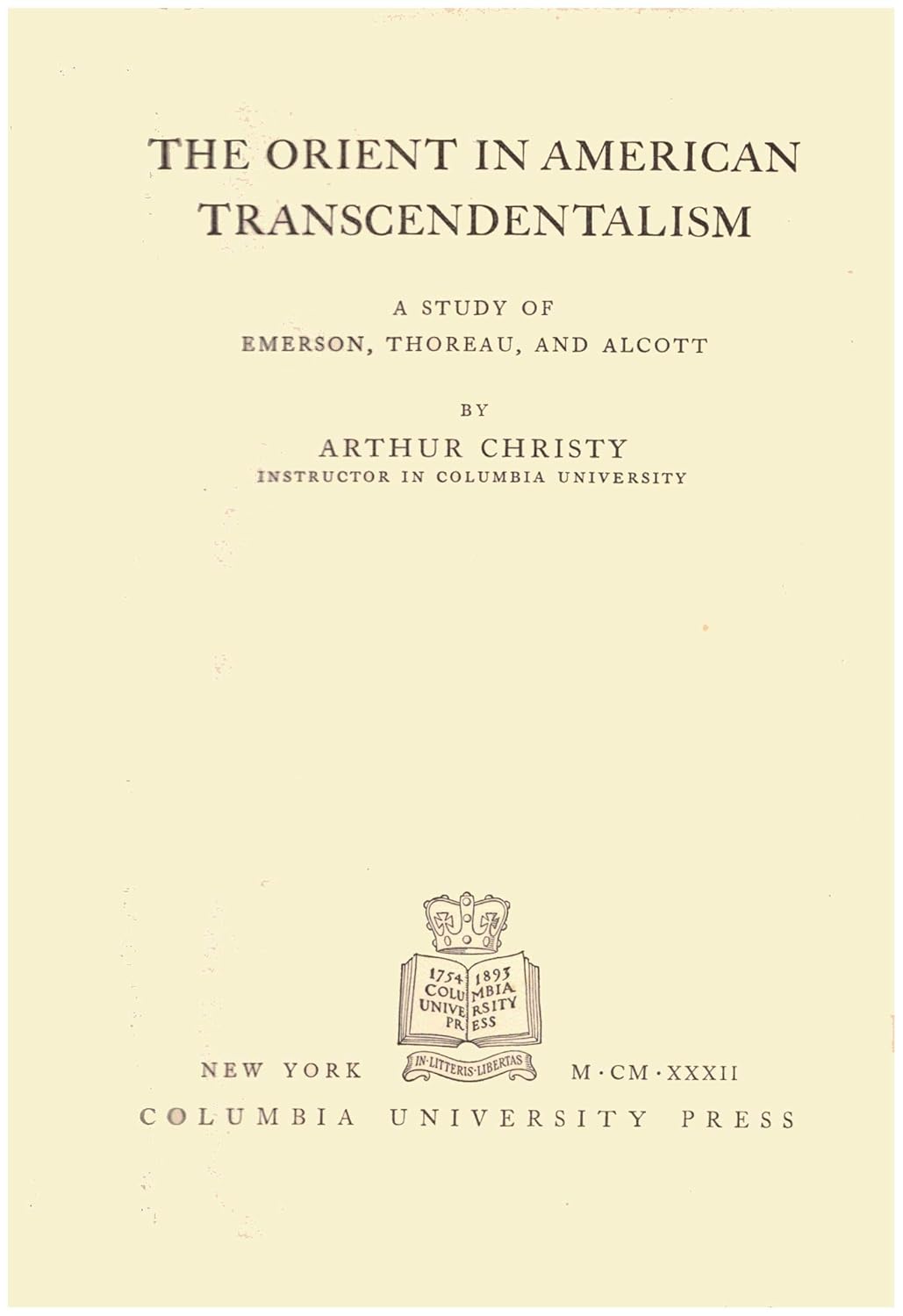 The Orient in American Transcendentalism A Study Og Emerson, Thoreau ...