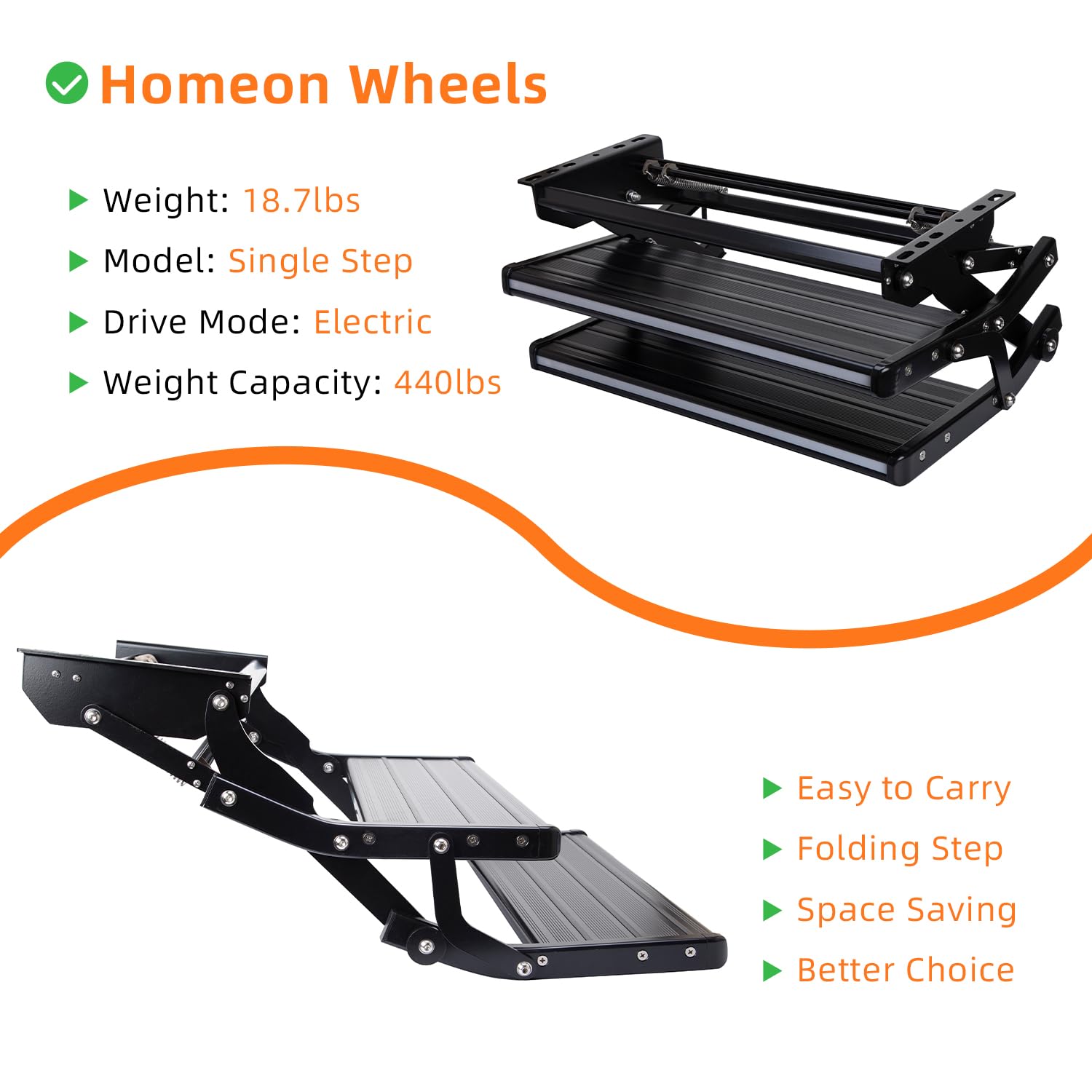 Homeon Wheels RV Camper Steps Foldable Drop Down Double Manual Steps ...