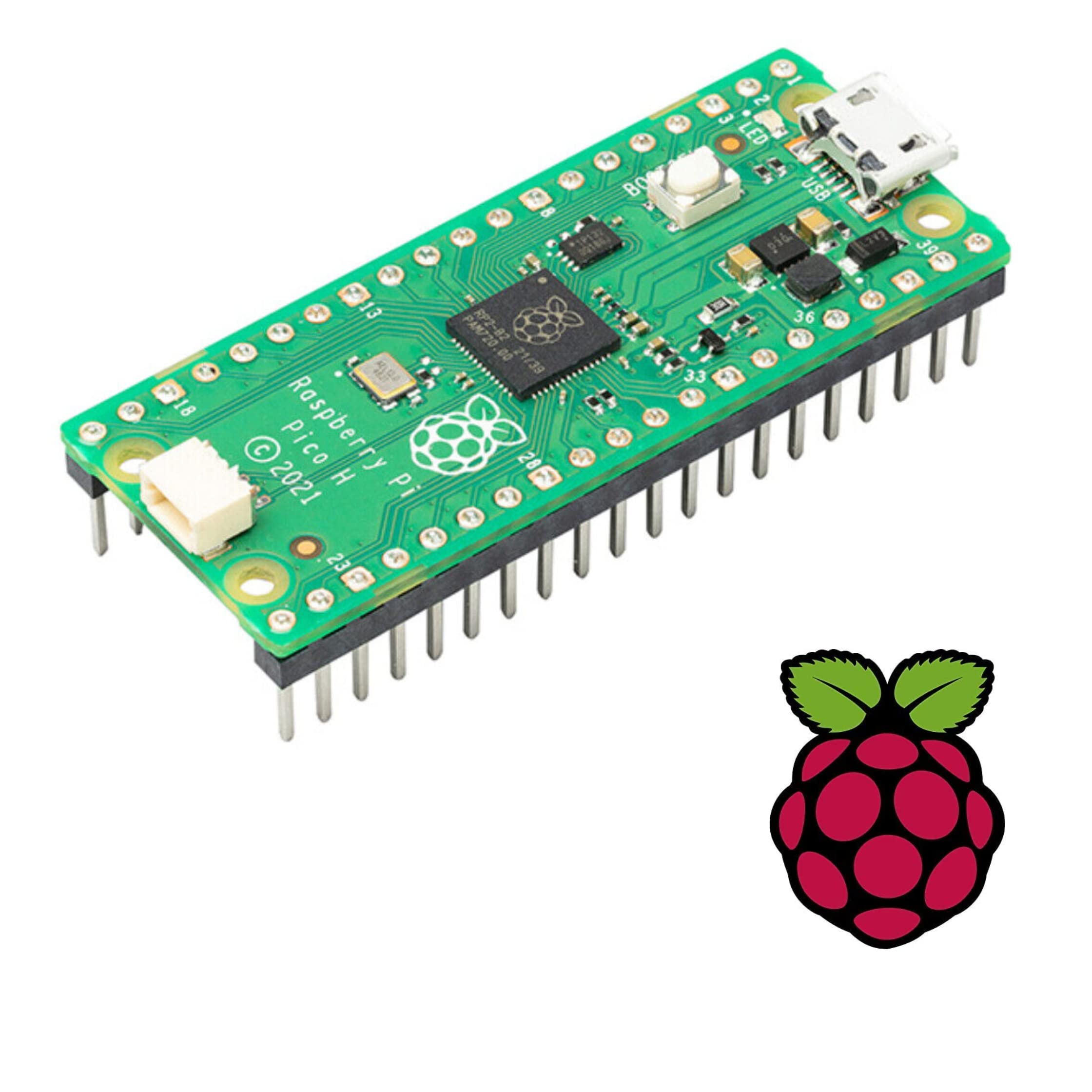Amazon.com: Vis Viva Raspberry Pi Pico H (pre soldered headers) + Raspberry Pi Logo Sticker ...