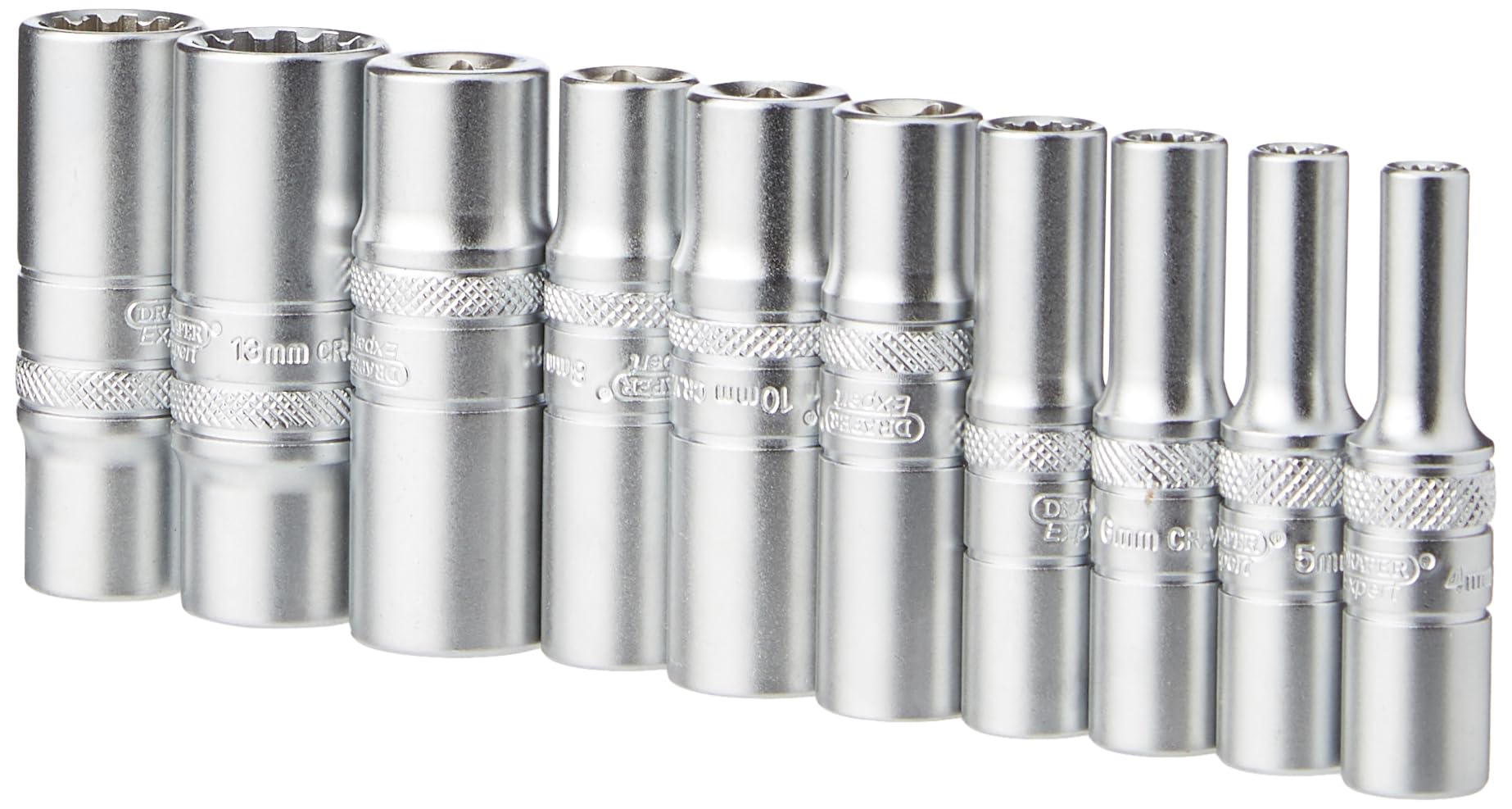Draper 50048 1/4-Inch Metric Multi-Drive Deep Socket 10 Piece Set ...