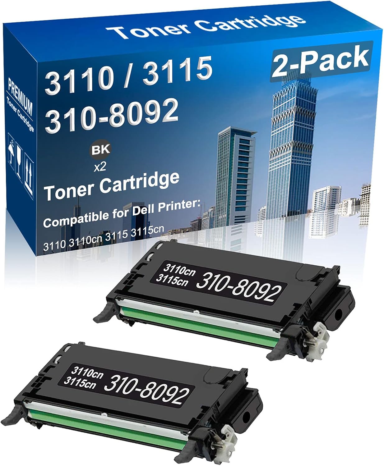 Amazon.com: 2-Pack (Black) Compatible High Yield 310-8092 PF030 Laser ...