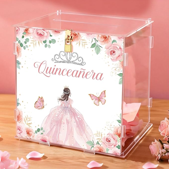 Amazon.com: Novabright Quinceanera Money Cash Box Quinceanera Acrylic ...