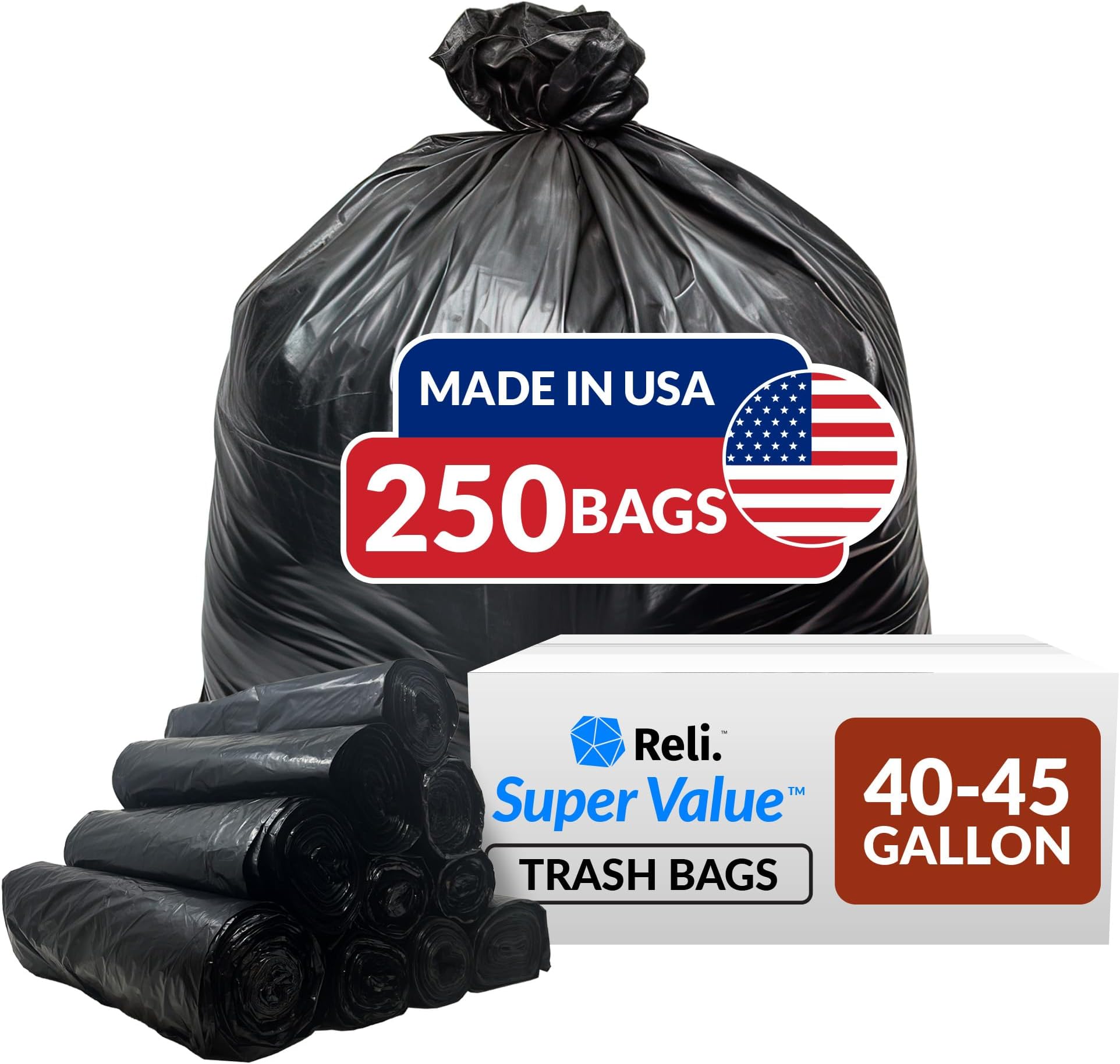 Amazon.com: ToughBag 40-45 Gallon Trash Bags, 40 x 48" Black Garbage ...