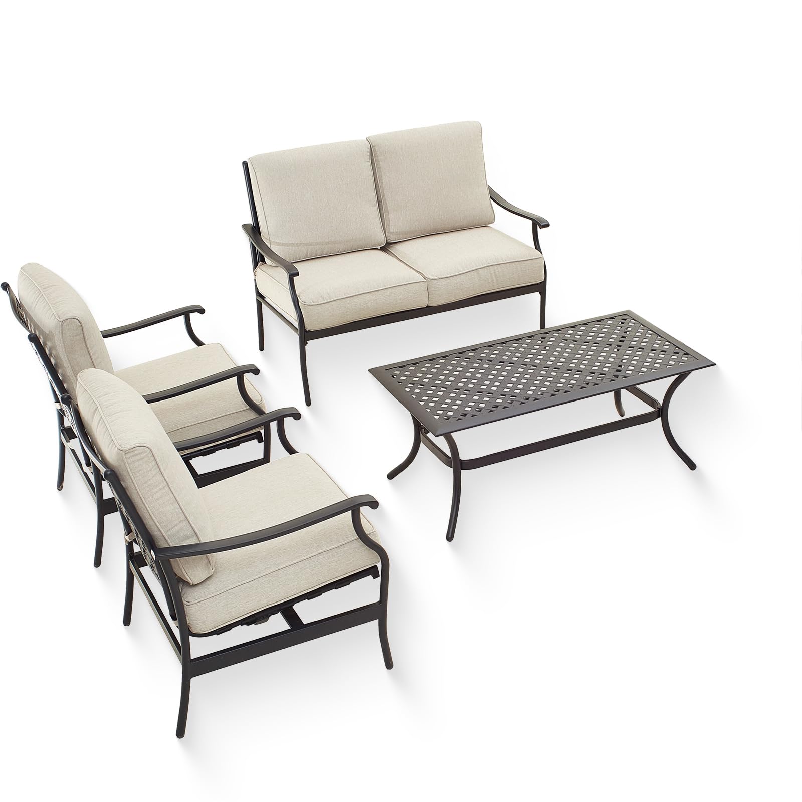 Amazon.com: PatioFestival Patio Conversation Set 4 Pieces Cushioned ...