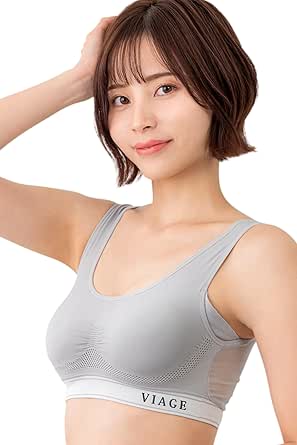 Amazon | 【Viage】Viageビューティアップ ナイトブラ Air シアー素材 メッシュ 脇高設計 ノンワイヤー 背面着圧設計 締付け感なし (JP, アルファベット, S-M ...