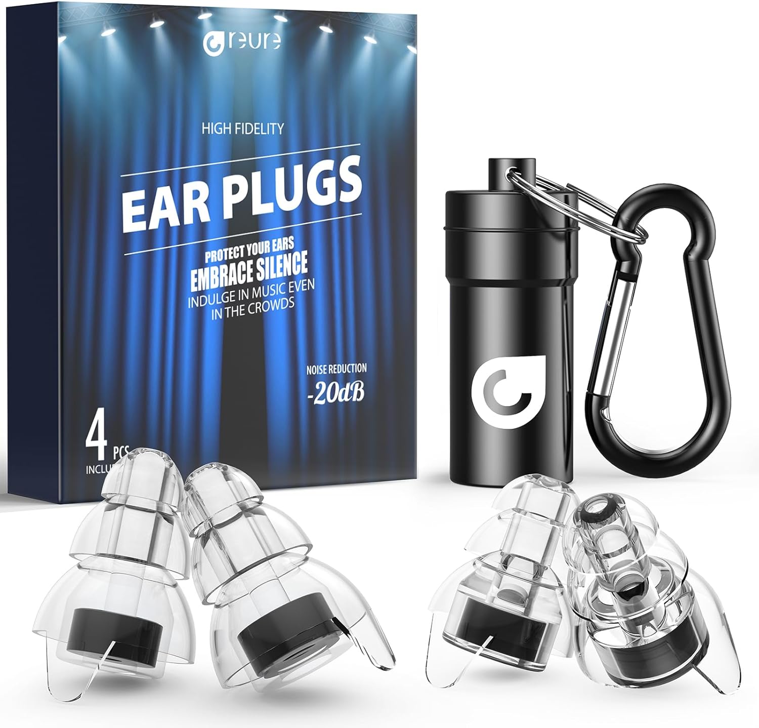 Amazon.com: Reure High Fidelity Concert Ear Plugs, Noise Cancelling ...