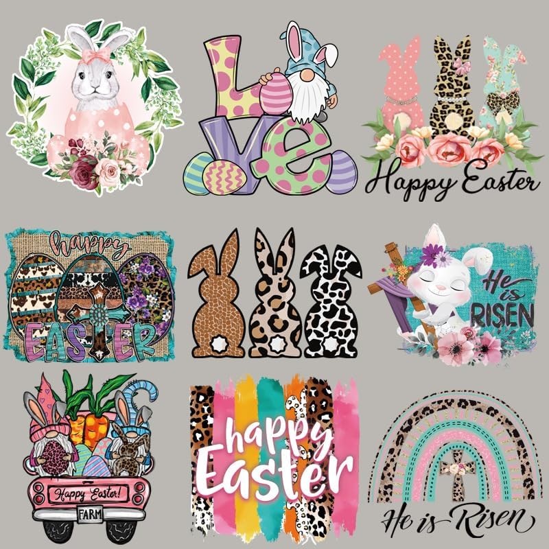 Amazon.com: 9 Sheets Cute Easter Pink Bunny Rabbits Transfers Vinyl ...