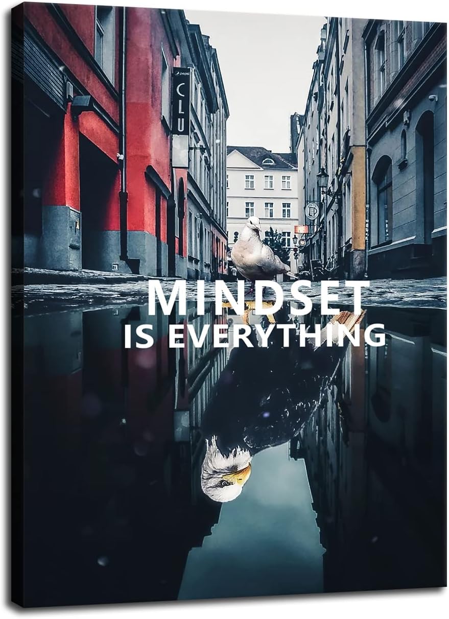 Amazon.com: Mindset is Everything Inspirational Canvas Wall Art Eagle ...