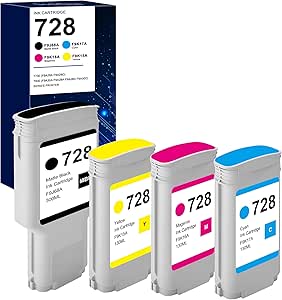 Amazon.com: 728 300-ml Matte Black Cyan Magenta Yellow Ink Cartridge ...