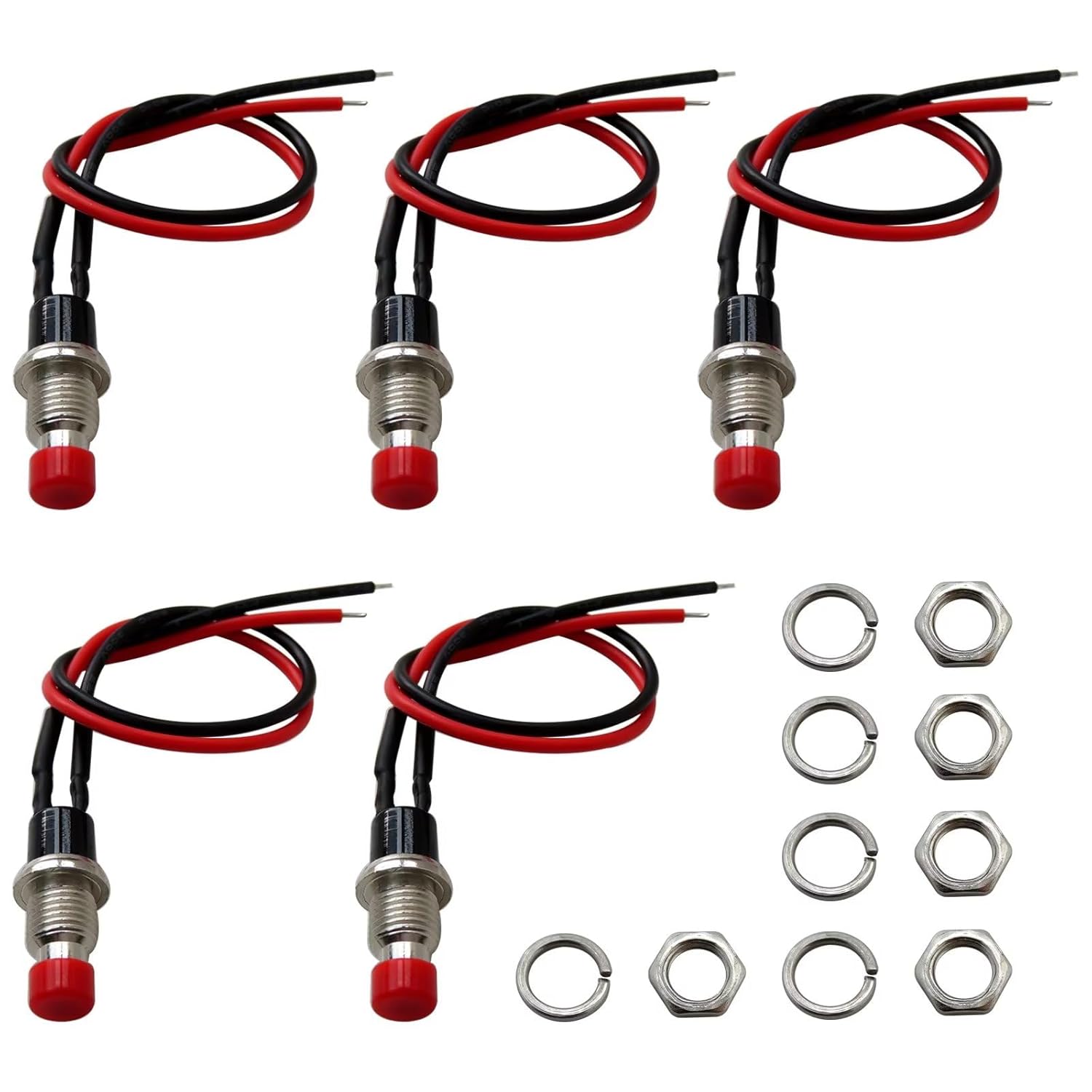 Push Button Switch 5PCS Mini 2Pins 12V 5AMP SPST ON/Off Normal Open ...