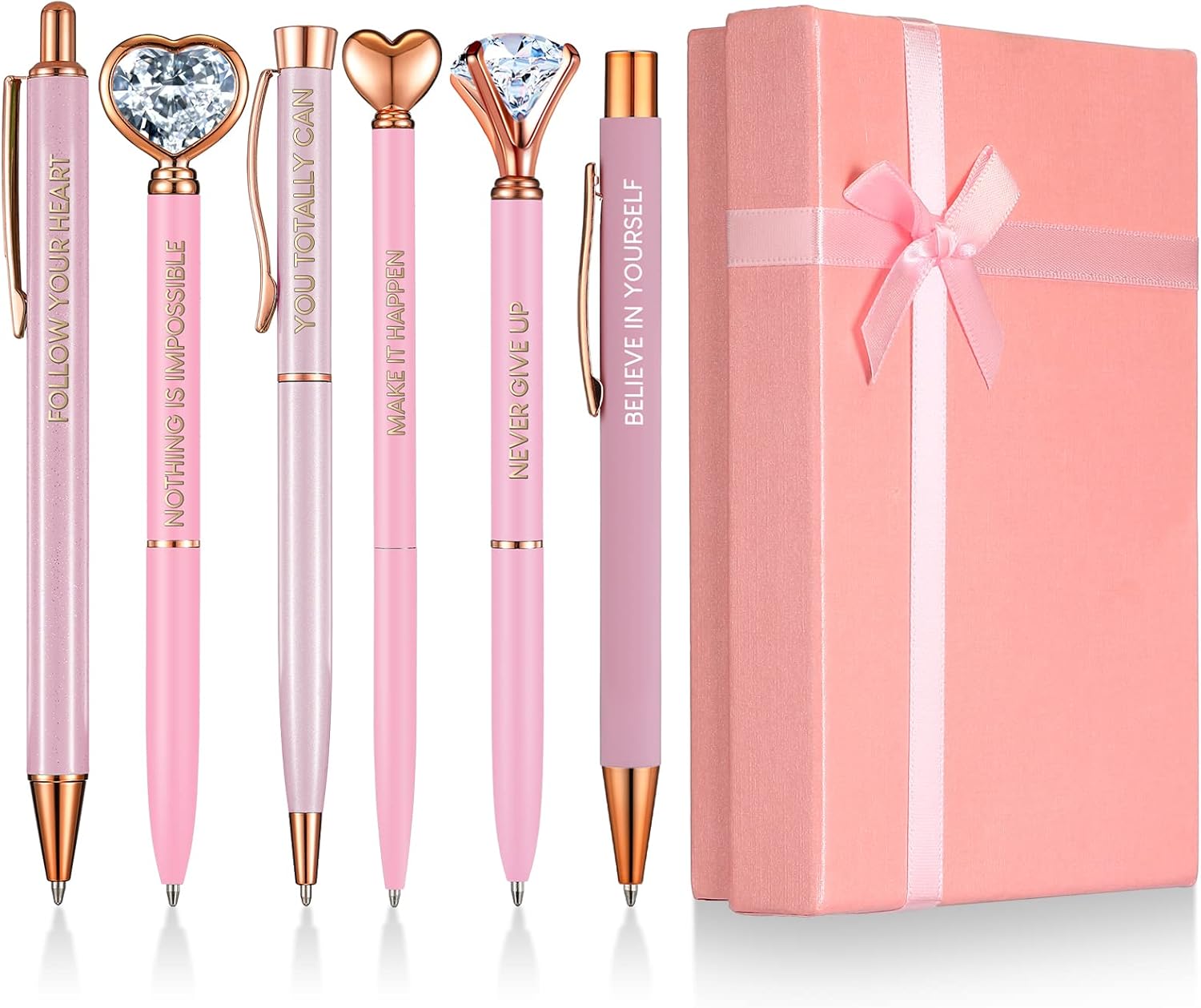 Amazon.com : Yeaqee 6 Pcs Inspirational Pen Set for Women Gift Diamond ...