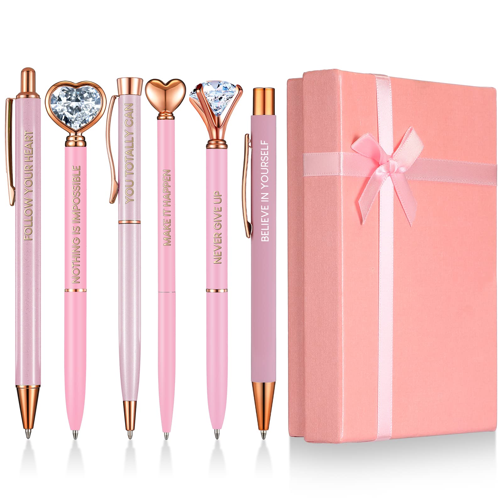 Amazon.com : Yeaqee 6 Pcs Inspirational Pen Set for Women Gift Diamond ...