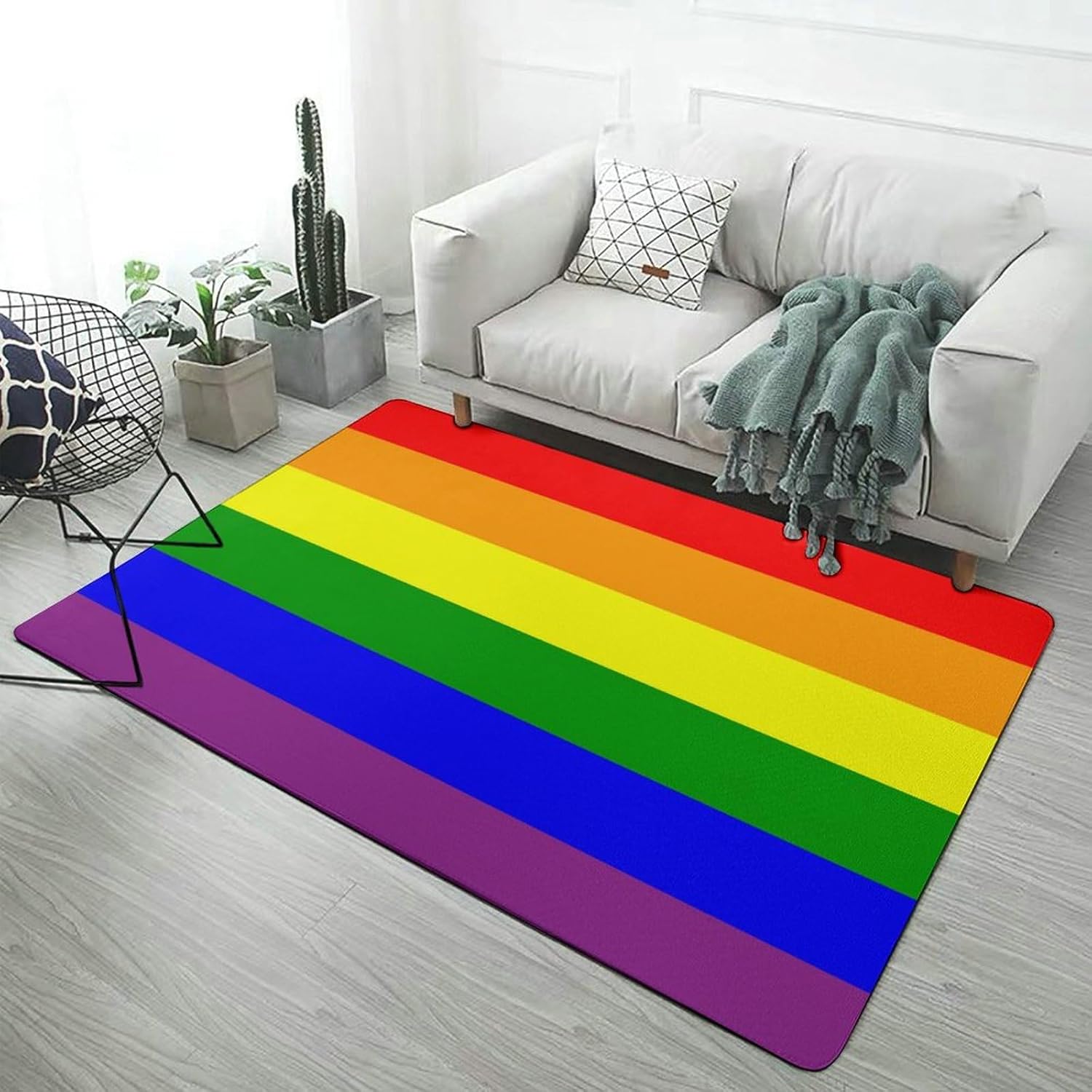 Amazon.com: LGBT Pride Rainbow Flag Area Rugs 3x5 Feet Cute Soft Coral ...