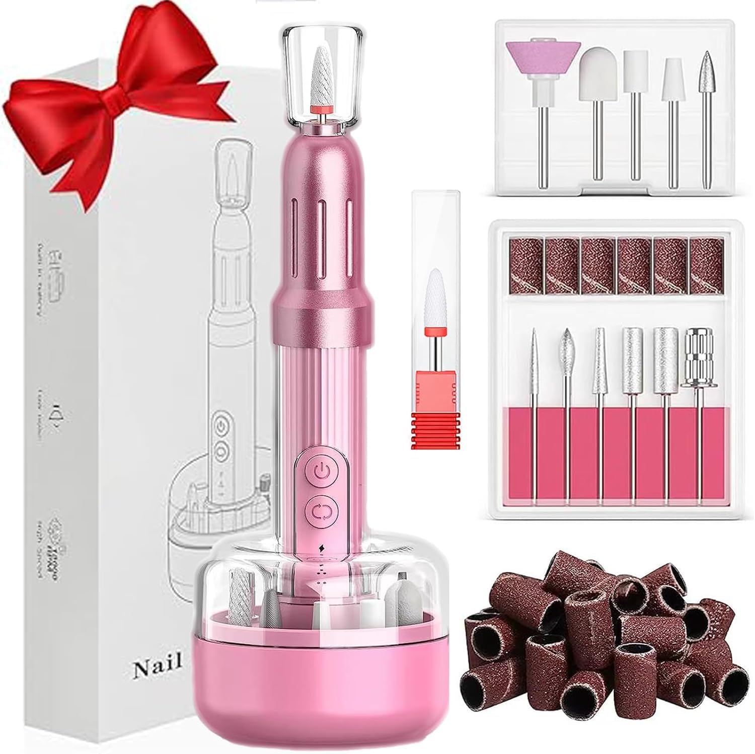 Electric Nail Drill Professional, Portable Nail File for Acrylic and ...