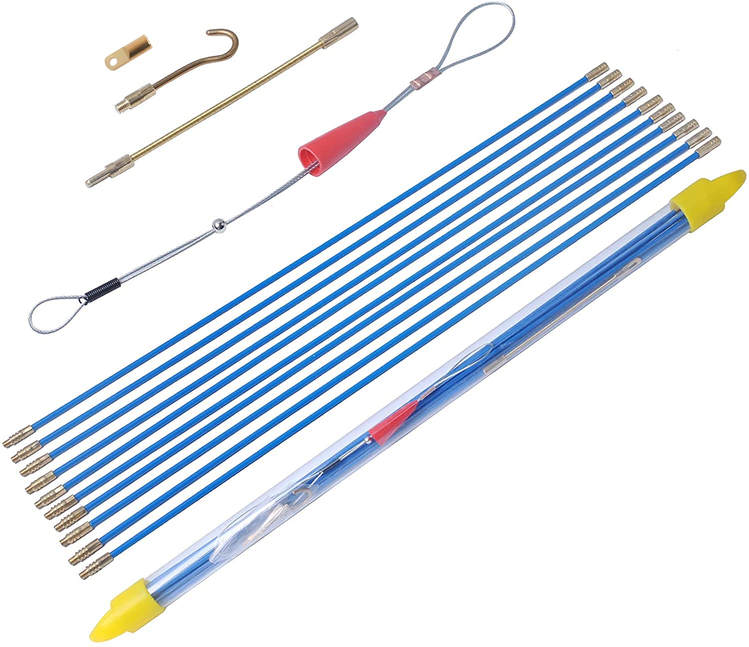 Poweka 16' Cable Rods, Fiberglass Electrical Connectable Fish Tape Pull ...