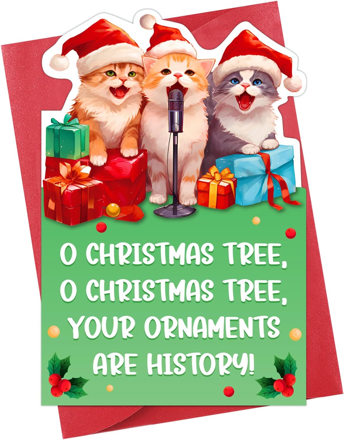 Amazon.com : WhatSign Funny Cat Christmas Cards Merry Christmas ...