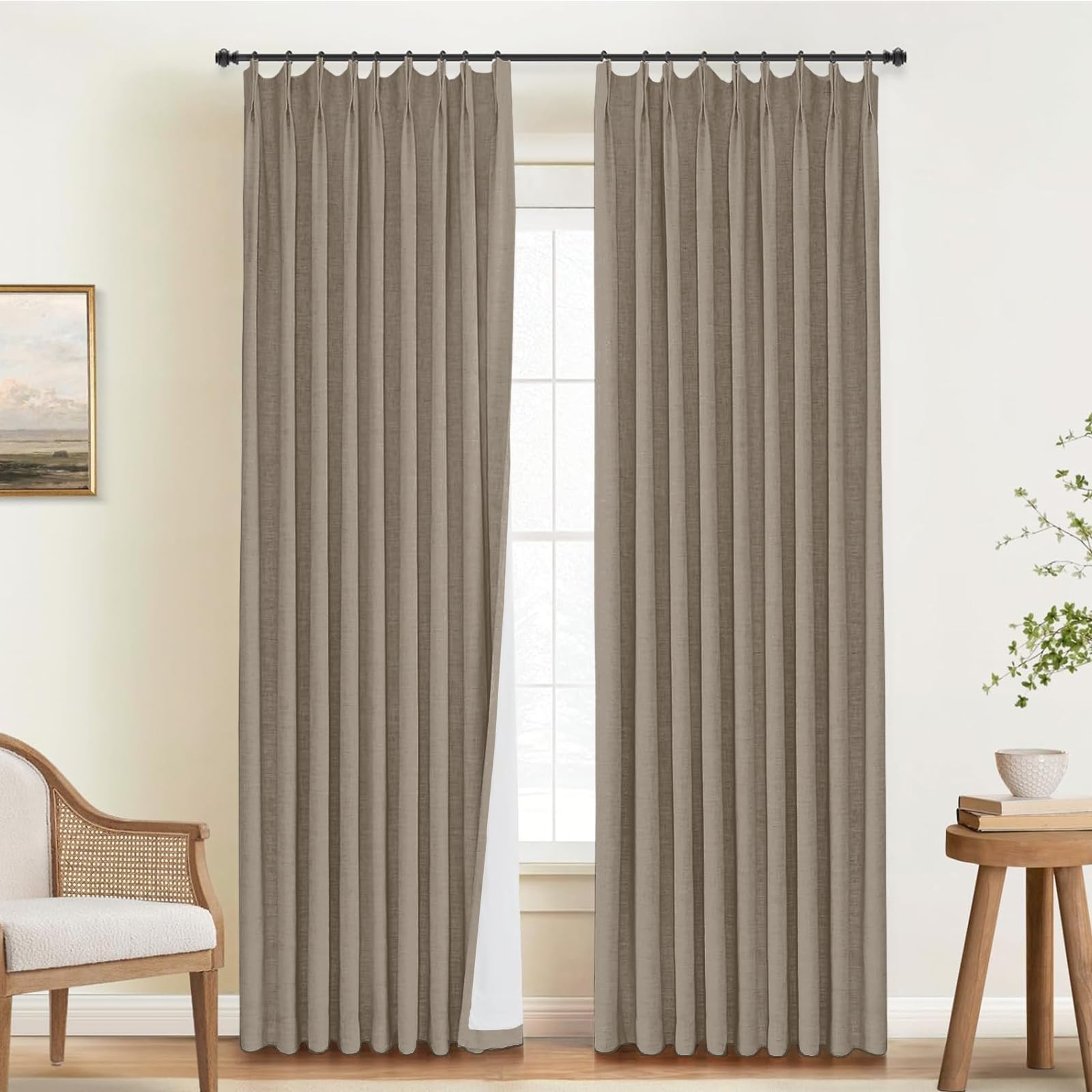 Amazon.com: INOVADAY 100% Blackout Curtains for Bedroom, Pinch Pleated ...