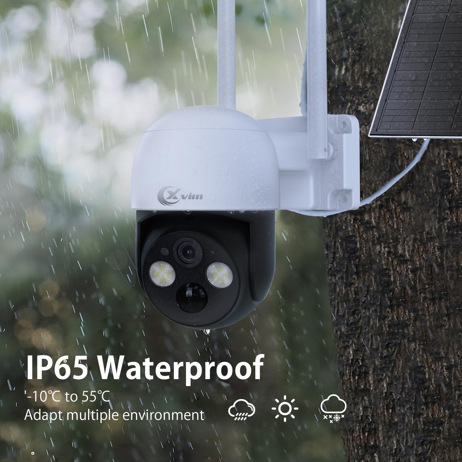 XVIM 2PCS Solar Security Cameras Wireless Outdoor, 2.5K Pan/Tilt ...