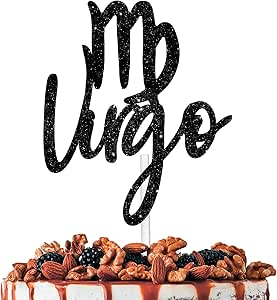 Amazon.com: Black Glitter Virgo Constellation Sign Cake Topper Cheer to ...