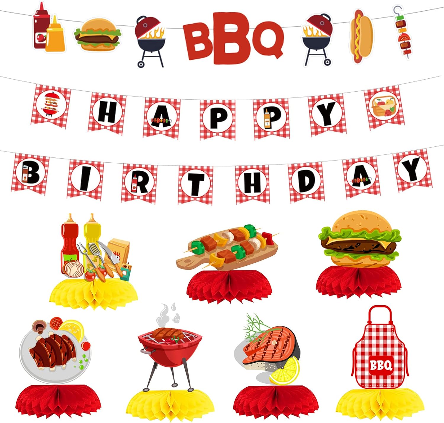 Amazon.com: BBQ Birthday Party Decorations Happy Birthday BBQ ...