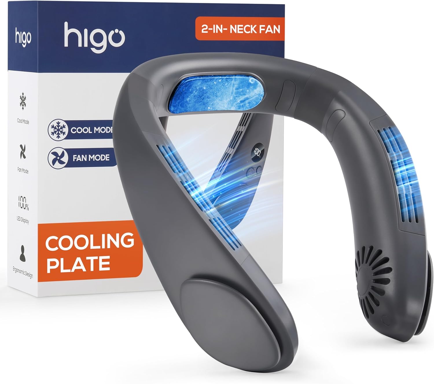 Amazon.com: HIGO Neck Fan with Cooling Plate, Neck Air Conditioner, 2 ...