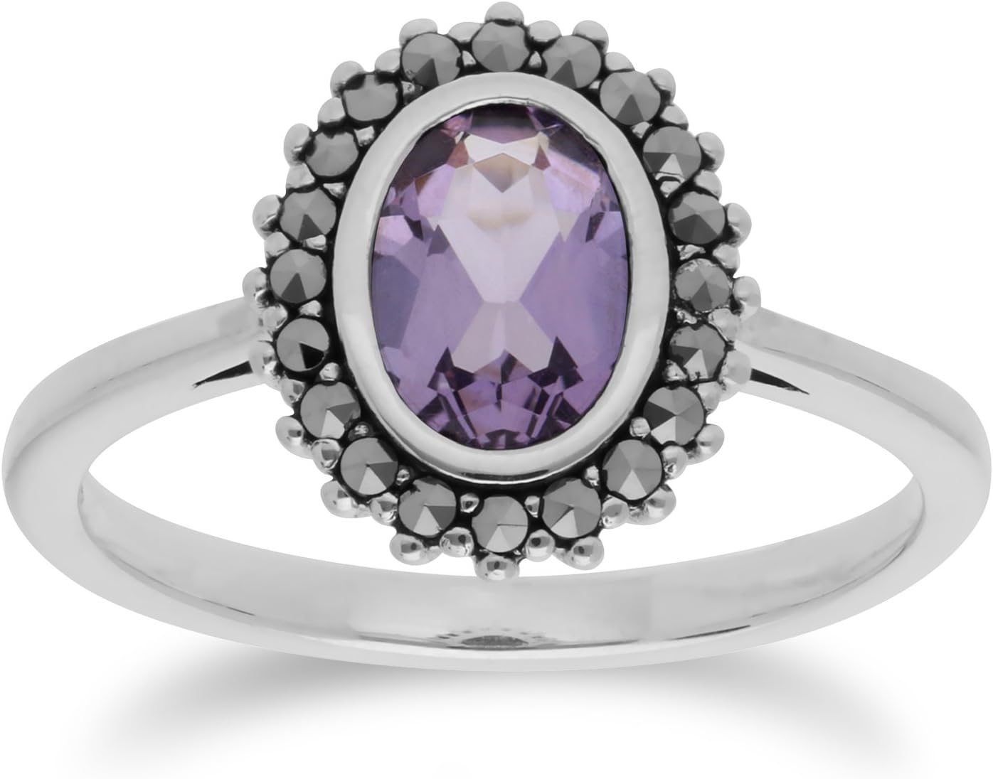Amazon.com: Gemondo Amethyst Ring, Sterling Silver Amethyst & Marcasite ...
