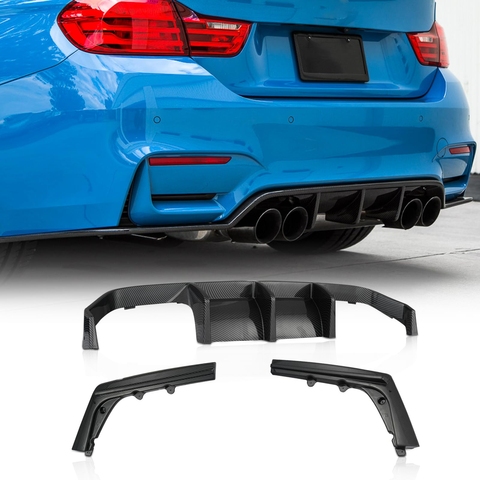 Amazon.com: KARPAL Rear Bumper Diffuser Lip Carbon Fiber Fit for 2015 ...
