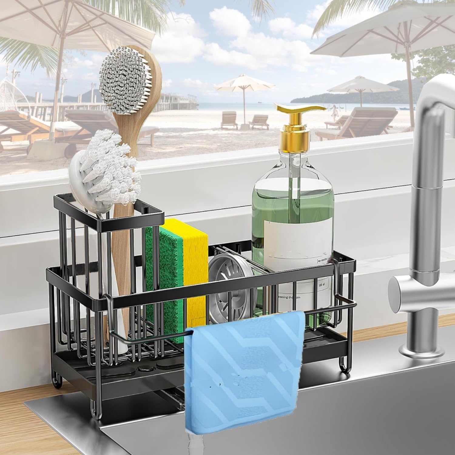 Amazon.com - Sponge Holder for Kitchen Sink Caddy With High Brush ...
