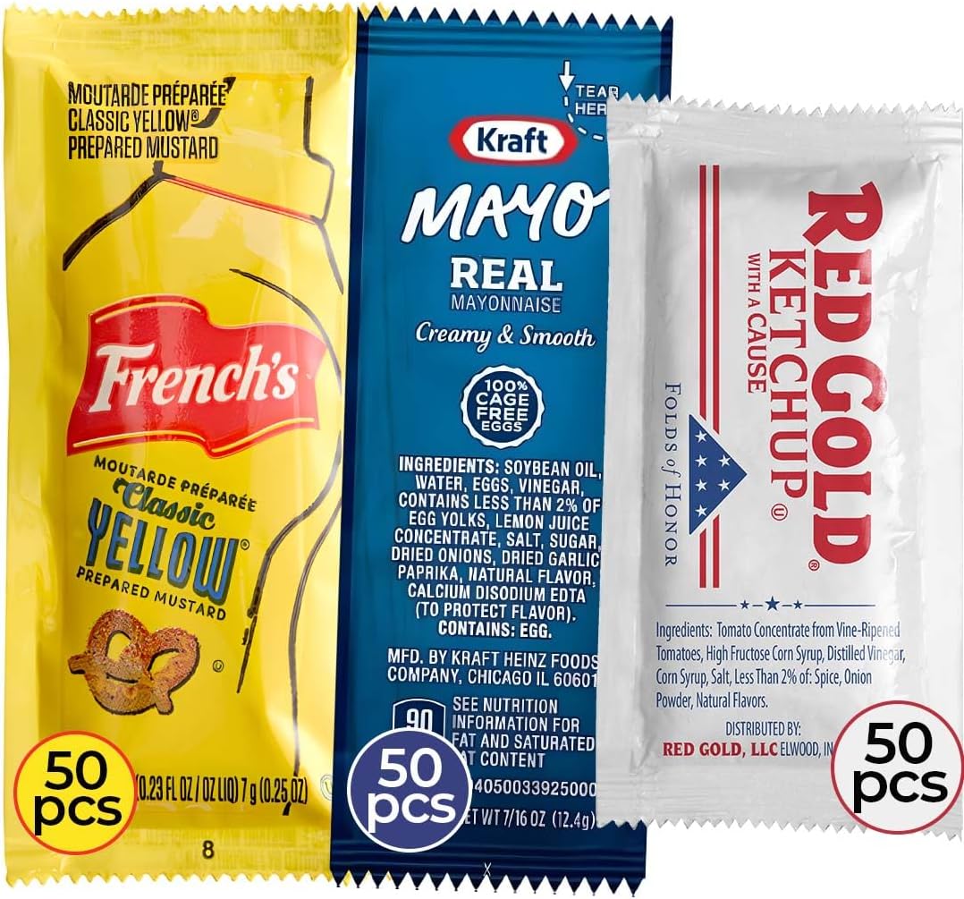 Amazon.com : Individual Condiment Packets Variety Pack 150-Count - 50 ...