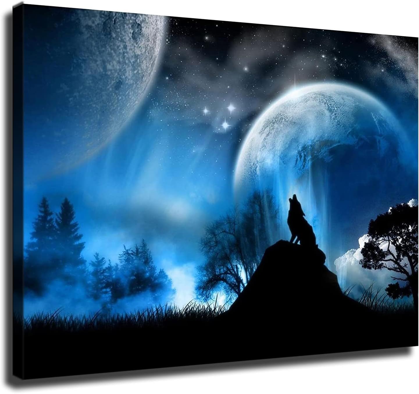 Amazon.com: Midnight Wolf Howling at The Moon Poster Wall Art Wall ...