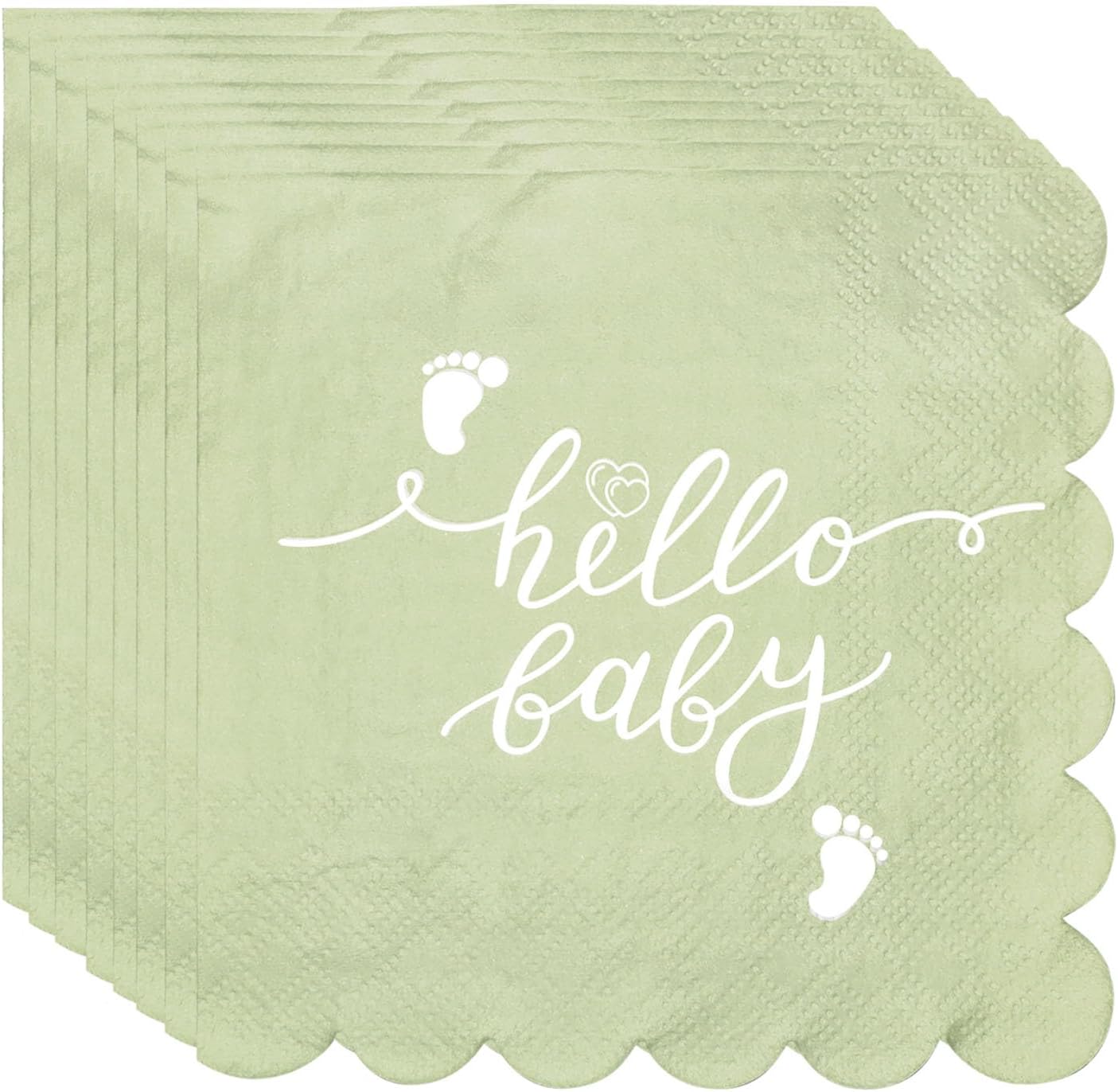 Amazon.com | 100pcs Blue Baby Shower Napkins, Scalloped Hello Baby ...
