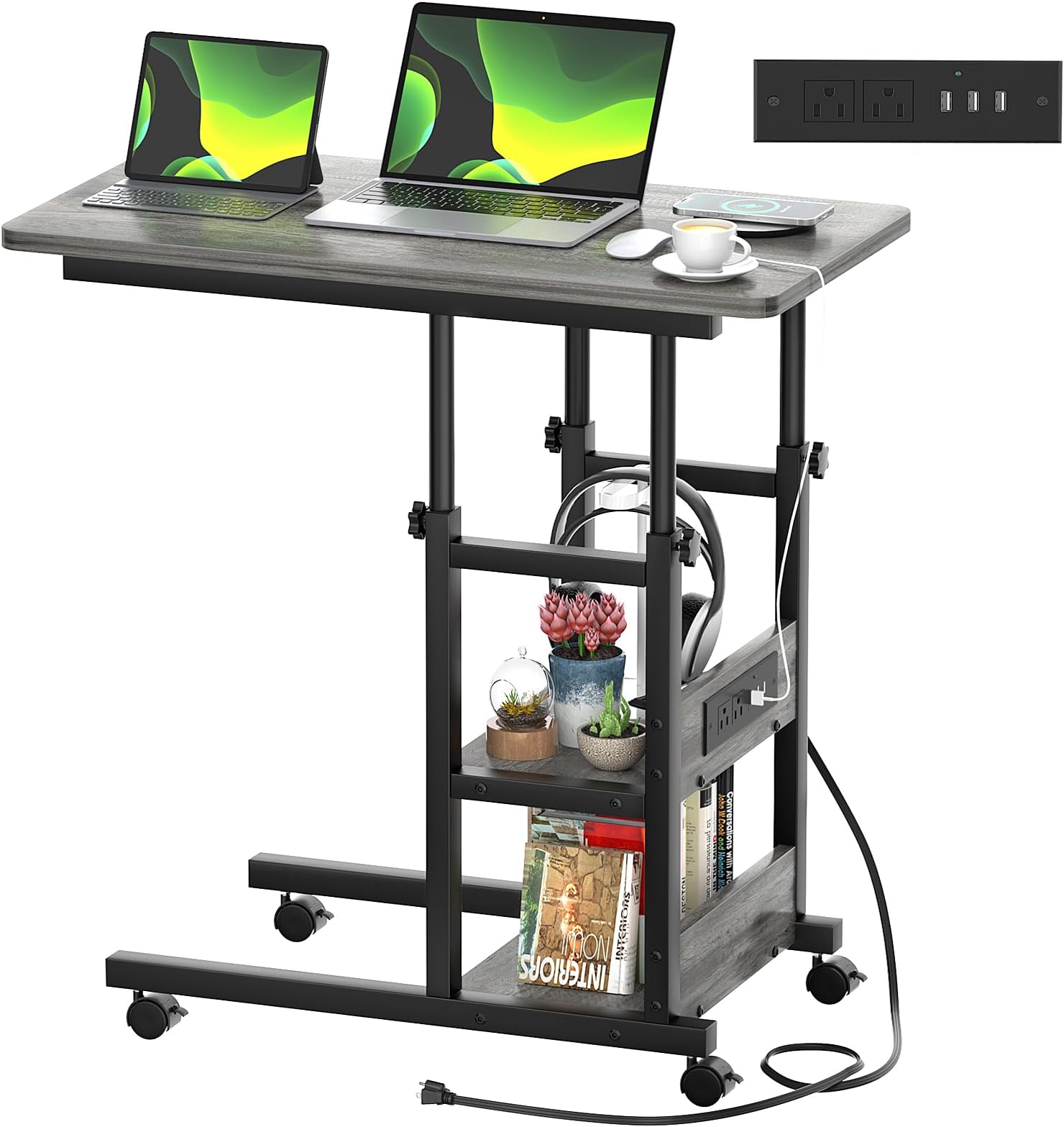 Amazon.com: FLEXISPOT Adjustable C Table with Wheels, Mobile Snack Side ...