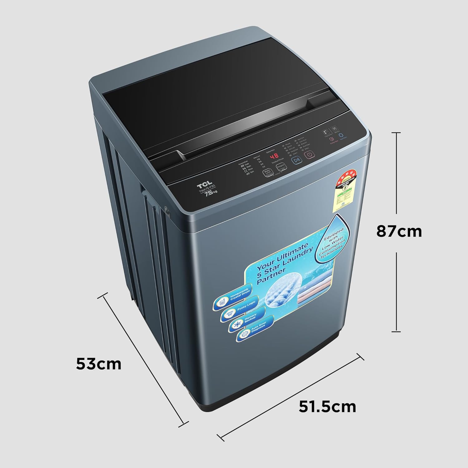 TCL 7.5 kg Fully-Automatic Top Load Washing Machine TWA75-F3G User Manual