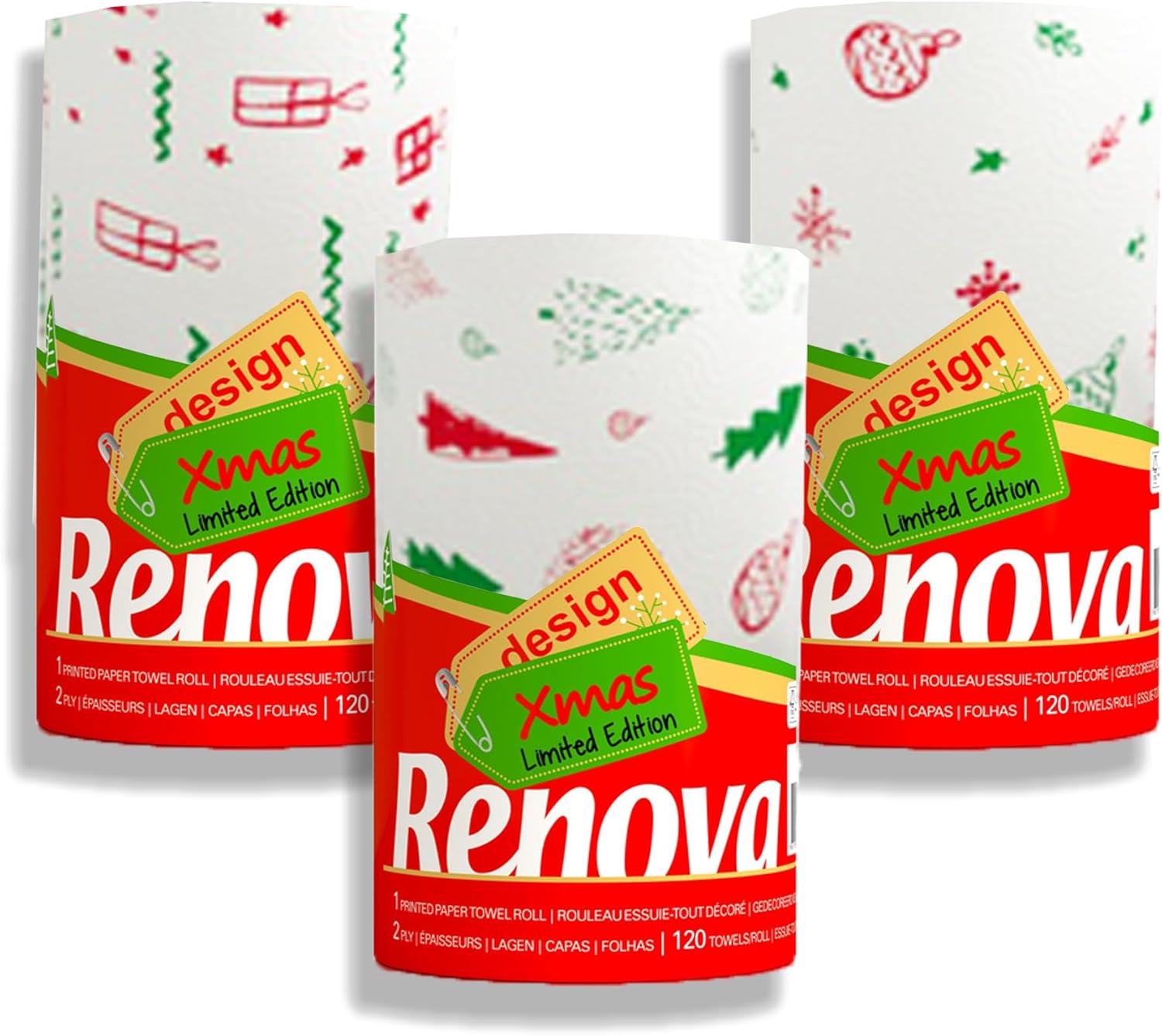 Amazon.com: Renova Kitchen Paper Towel Jumbo Roll 2-ply 120 Sheets ...