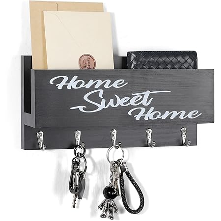 Amazon.com: buways Wall-Mounted Key and Mail Holder, Wooden Key Rack ...