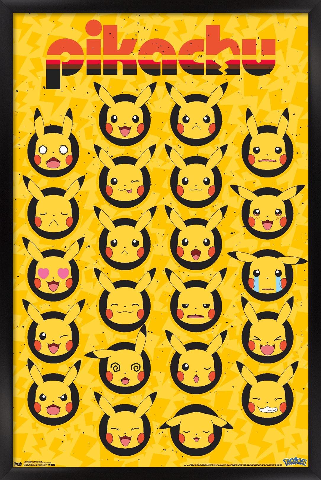 Amazon.com: Trends International Pokémon - Pikachu Faces Wall Poster ...