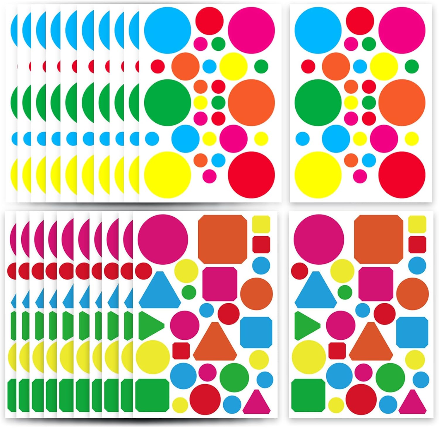 Coloured Stickers, 20 Sheet Different Sizes Dot Stickers and Different ...